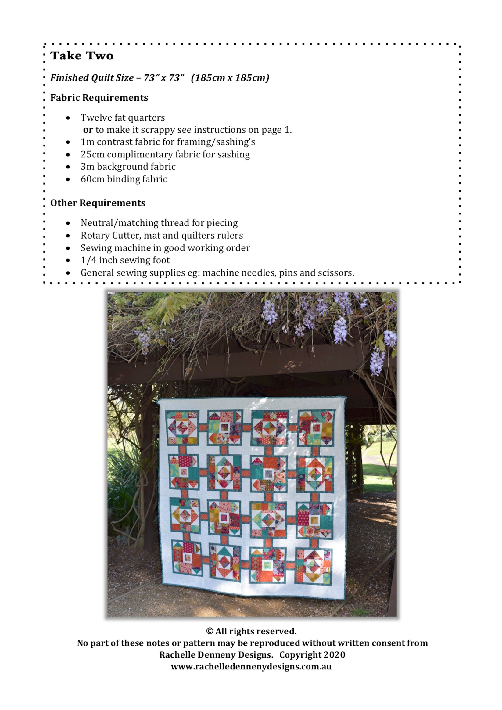 Take Two - Paper Pattern quilt instructions – Rachelle Denneny Designs